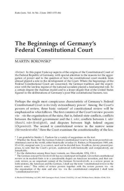 (PDF) The Beginnings of Germany's Federal Constitutional Court