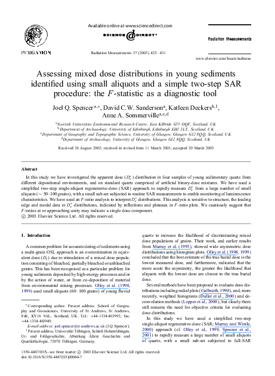 (PDF) Assessing mixed dose distributions in young sediments identified ...