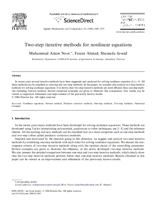 (PDF) Two-step iterative methods for nonlinear equations