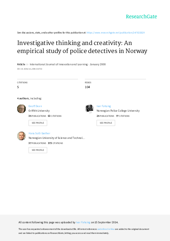 (PDF) Investigative thinking and creativity: an empirical study of ...
