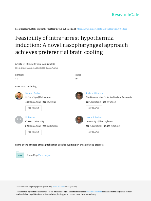 (PDF) Feasibility of intra-arrest hypothermia induction: A novel ...