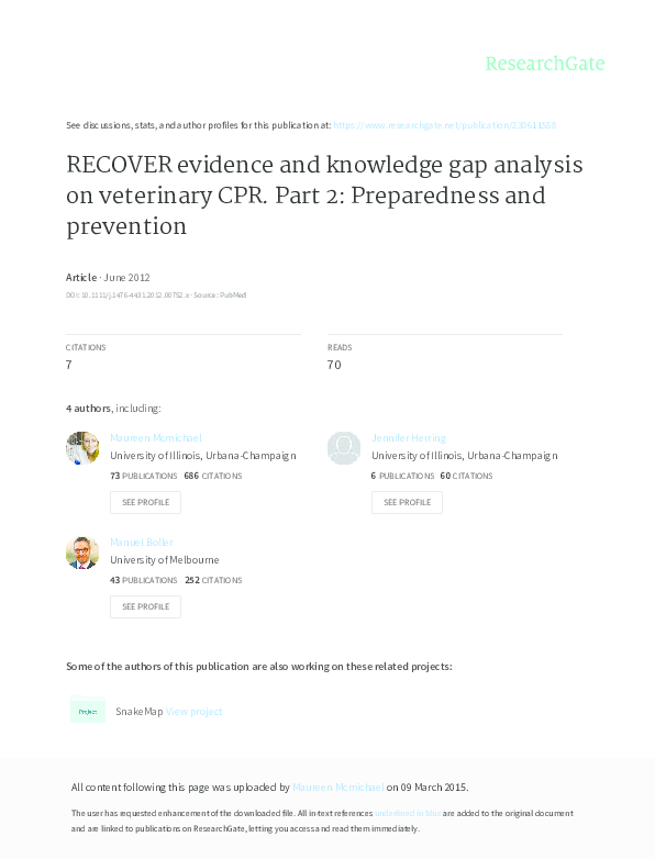 (PDF) RECOVER evidence and knowledge gap analysis on veterinary CPR ...
