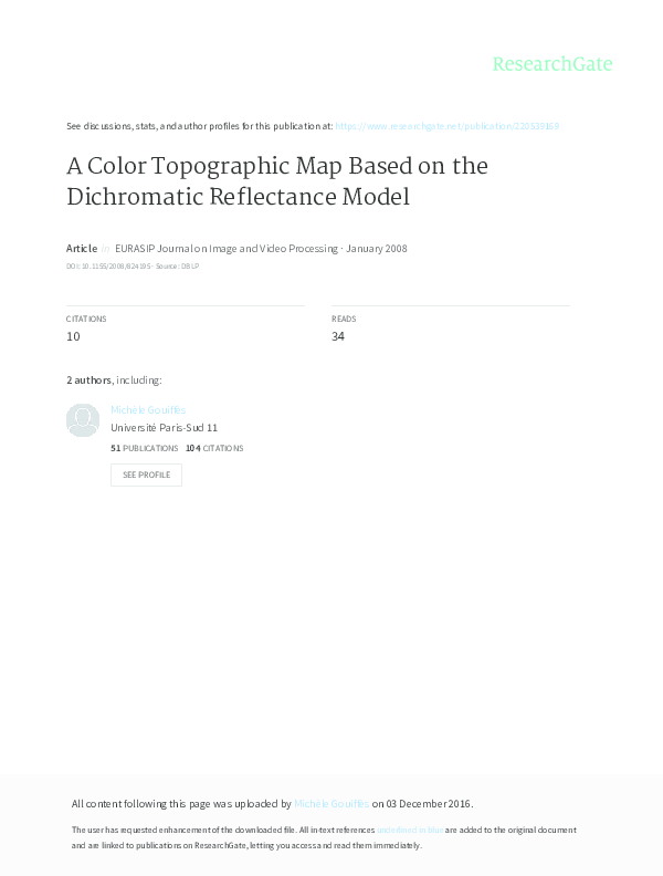 (PDF) A Color Topographic Map Based on the Dichromatic Reflectance Model