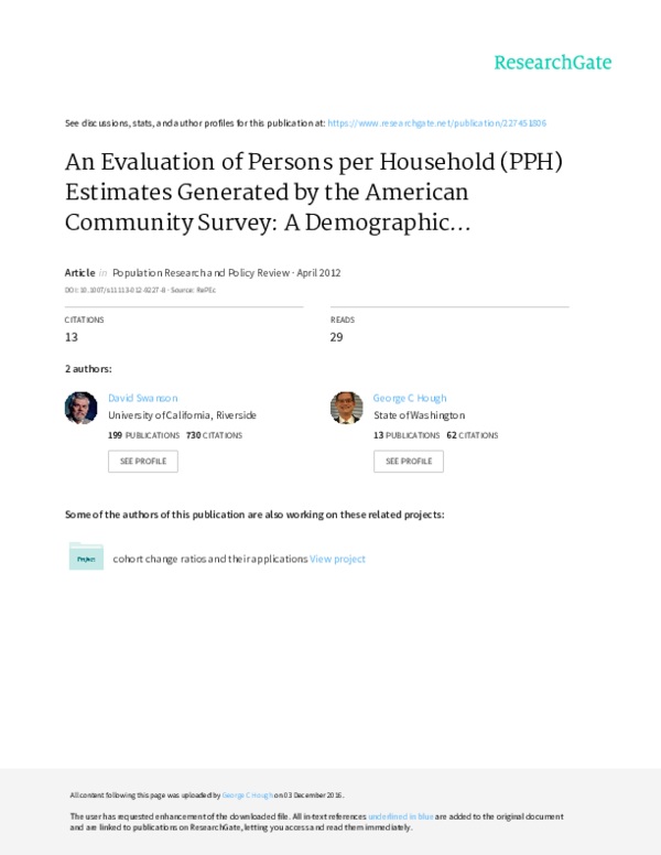 (PDF) An Evaluation of Persons Per Household (PPH) Data Generated By ...
