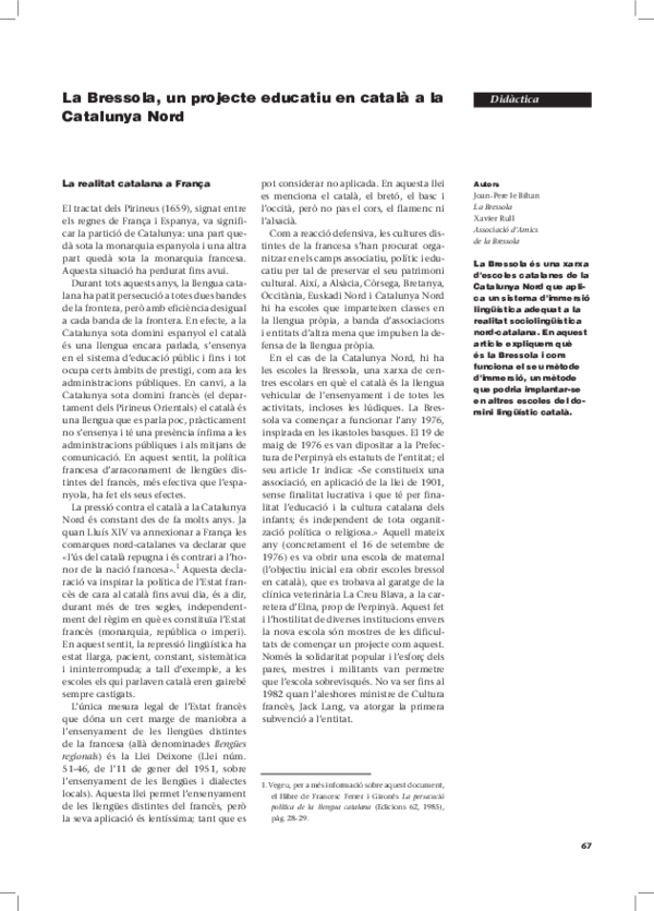 (PDF) La Bessola, un projecte educatiu en català a la Catalunya Nord