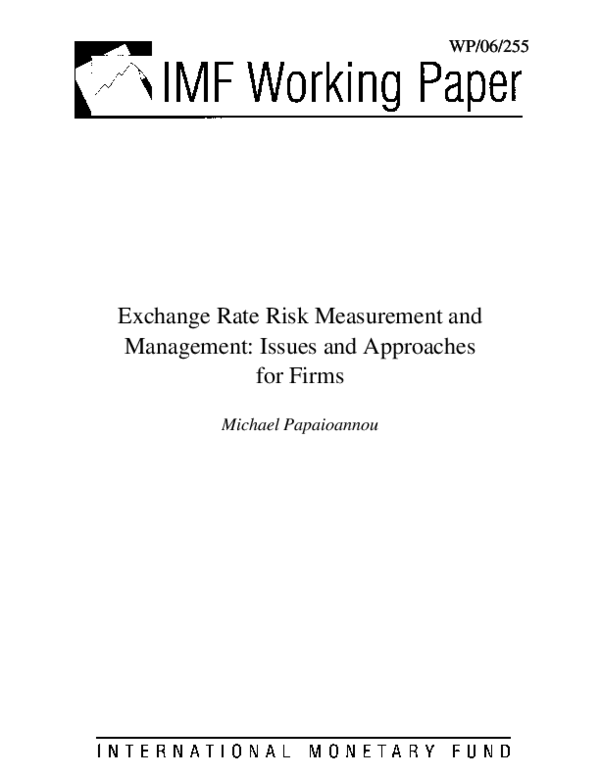 (PDF) Exchange Rate Risk Measurement and Management: Issues and ...