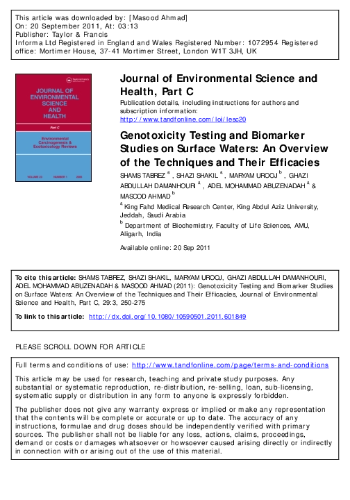 (PDF) Toxicity, biomarkers, genotoxicity, and carcinogenicity of ...