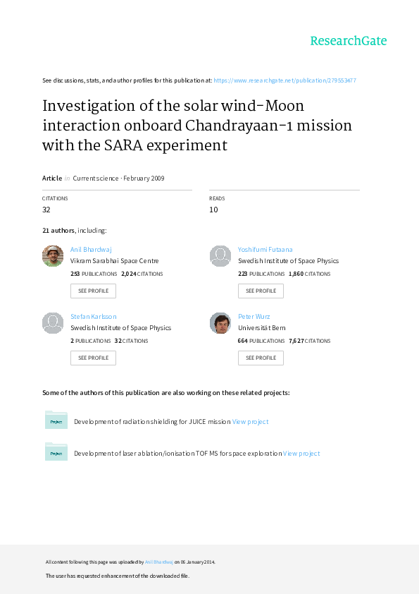 (PDF) Investigation of the solar wind-Moon interaction onboard ...