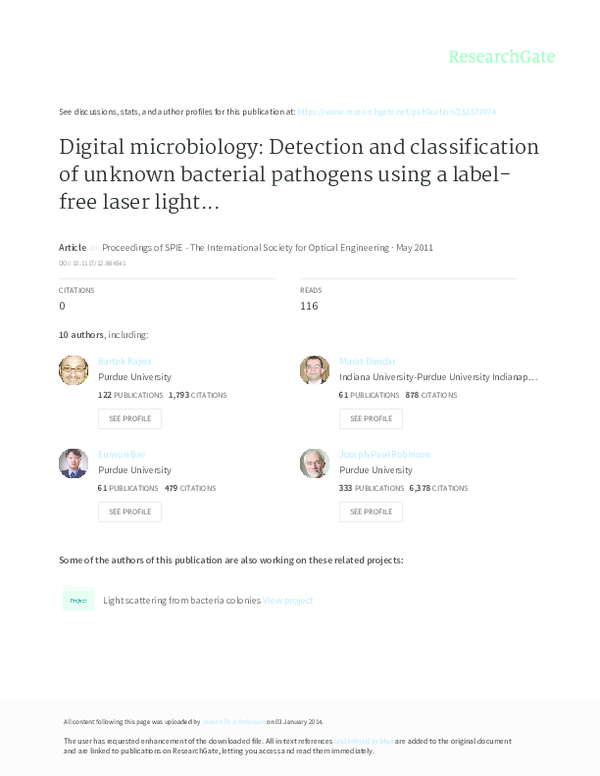 (PDF) Digital microbiology: detection and classification of unknown ...