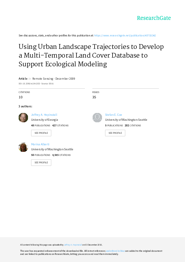 (PDF) Using Urban Landscape Trajectories to Develop a Multi-Temporal ...