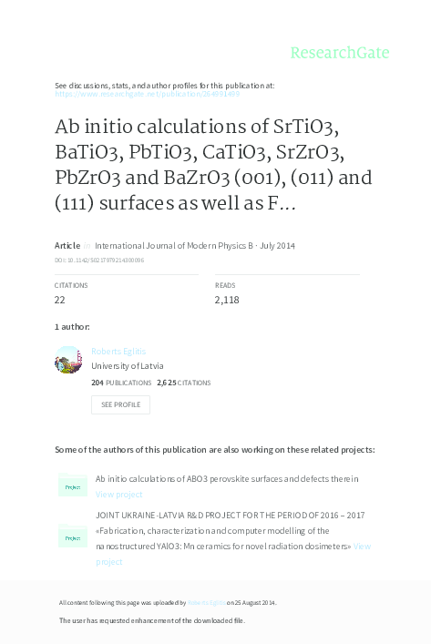 (PDF) Ab initio calculations of the atomic and electronic structure of ...