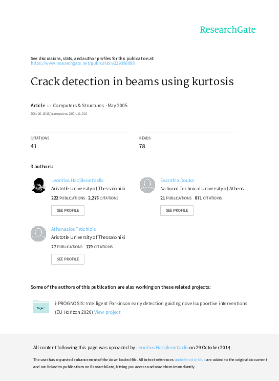 (PDF) Crack detection in beams using kurtosis