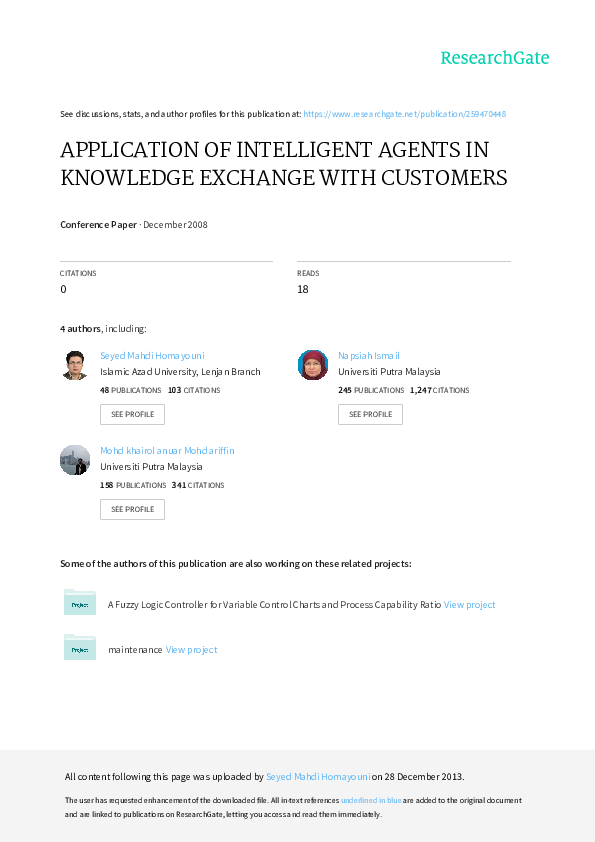 (PDF) Application of Intelligent Agents in Knowledge Exchange with ...