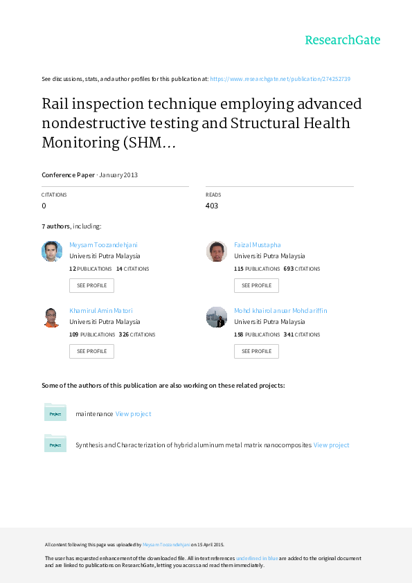 (PDF) Advances in Rail Inspection and SHM Methods