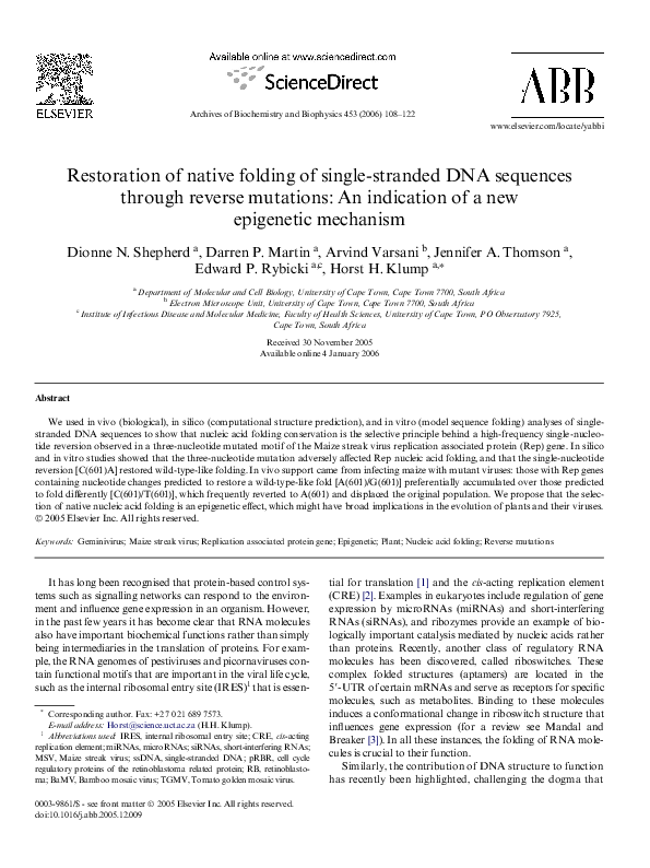 (PDF) Restoration of native folding of single-stranded DNA sequences ...