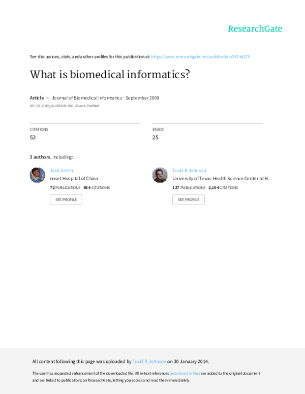 (PDF) What is biomedical informatics?