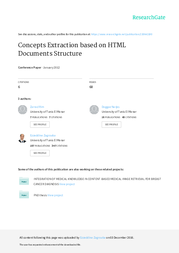 (PDF) Concepts Extraction based on HTML Documents Structure