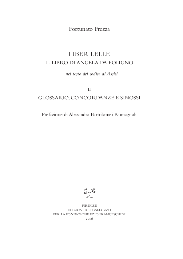 (PDF) Le parole dell'estasi. Prefazione, in Fortunato Frezza, Liber ...