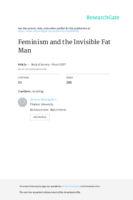 (PDF) Feminism and the Invisible Fat Man