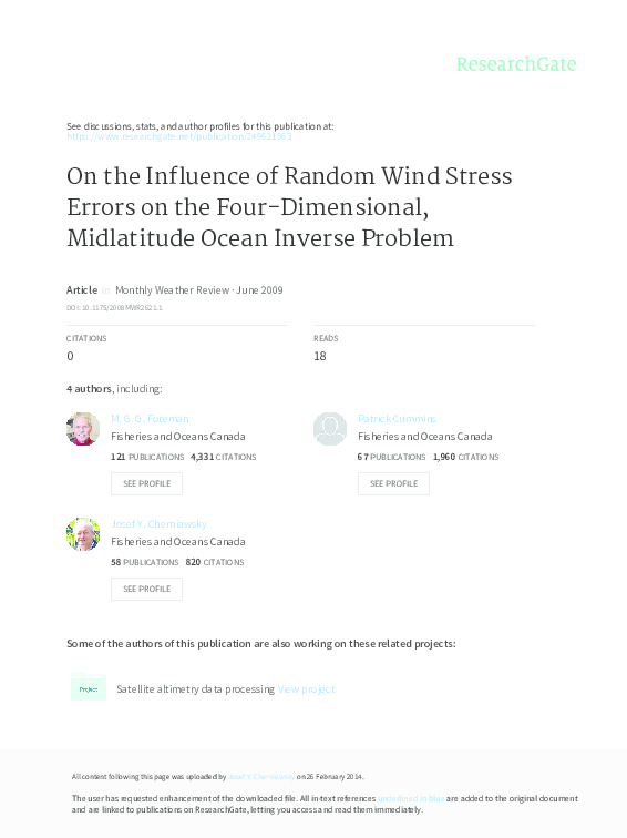 (PDF) On the Influence of Random Wind Stress Errors on the Four ...