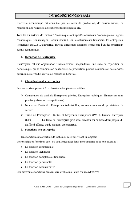 (PDF) Cours Comptabilité Générale 1ère Partie 2010-