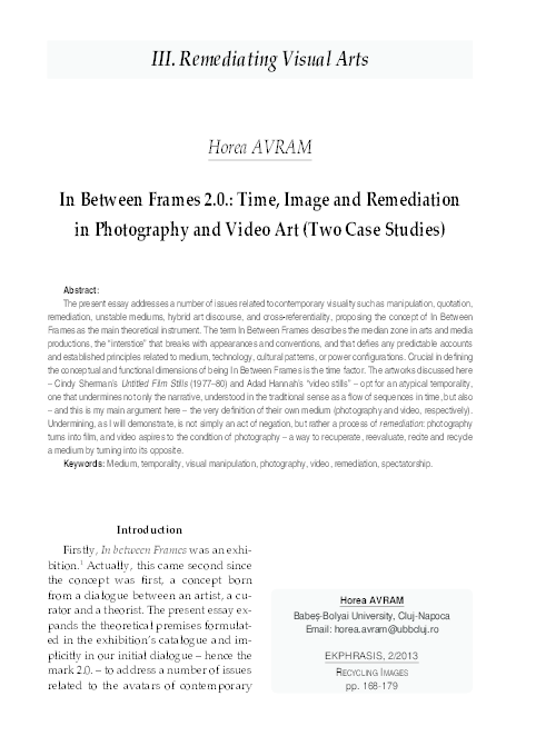 (PDF) In Between Frames 2.0.: Time, Image and Remediation in ...