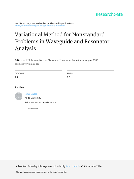 Pdf Variational Methods For Nonstandard Eigenvalue Problems In Waveguide And Resonator Analysis