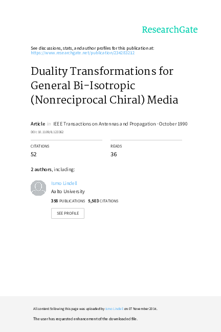 (PDF) Duality transformations for general bi-isotropic (nonreciprocal chiral) media