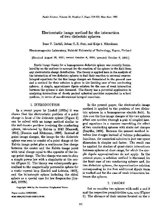 (PDF) Electrostatic image method for the interaction of two dielectric ...