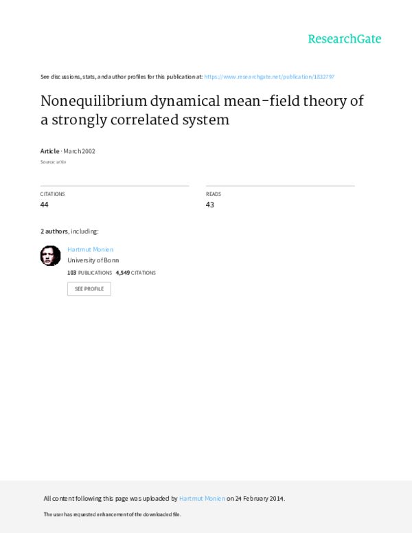 (PDF) Nonequilibrium dynamical mean-field theory of a strongly correlated system