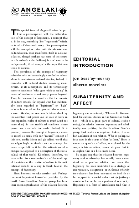(PDF) Subalternity and Affect