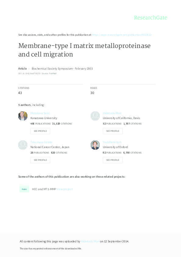 (PDF) Mutation Analysis of Membrane Type-1 Matrix Metalloproteinase ...