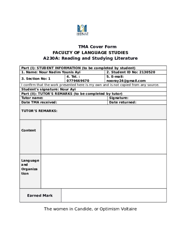 (DOC) TMA Cover Form FACULTY OF LANGUAGE STUDIES A230A: Reading and ...