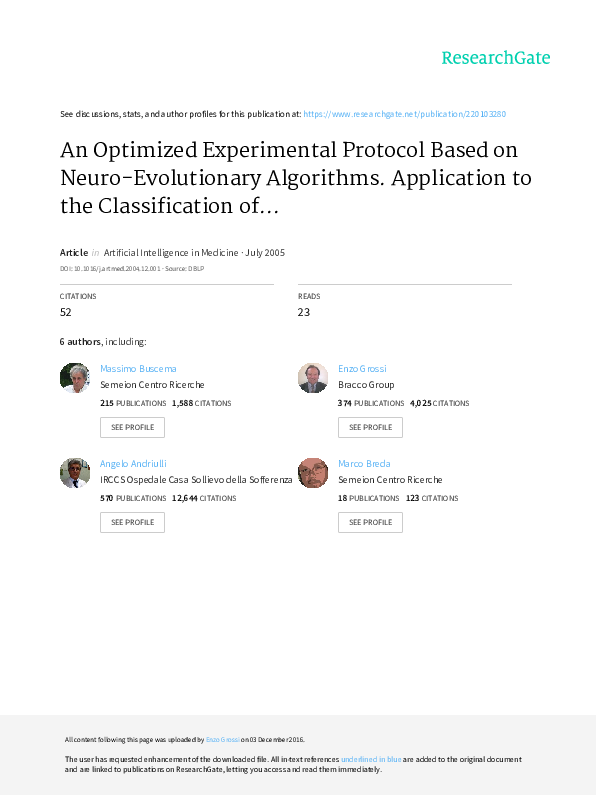 (PDF) An optimized experimental protocol based on neuro-evolutionary algorithms