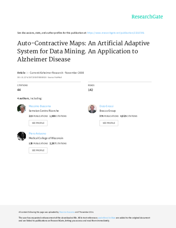 (PDF) Auto-Contractive Maps: An Artificial Adaptive System for Data Mining. An Application to ...