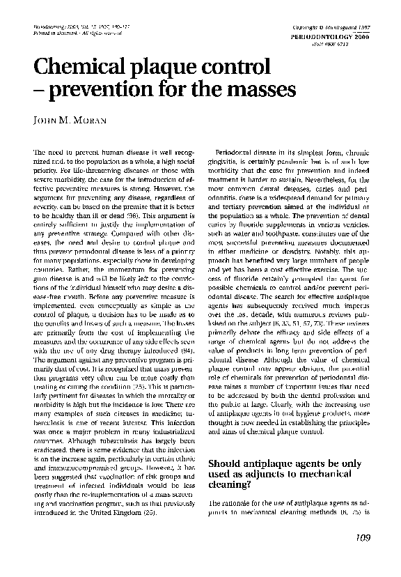 (PDF) Chemical plaque control prevention for the masses
