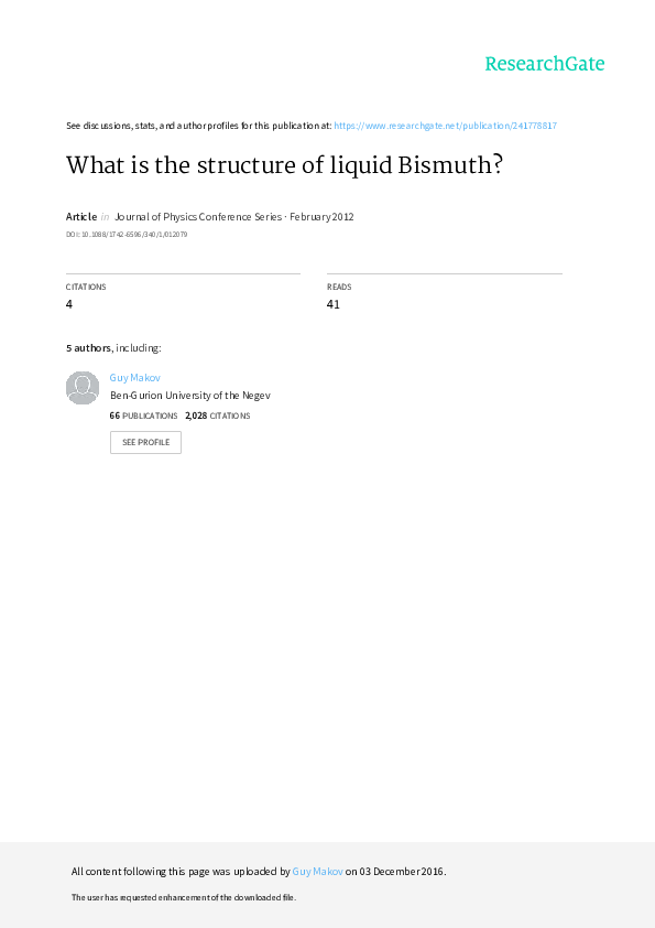 (PDF) What is the structure of liquid Bismuth?