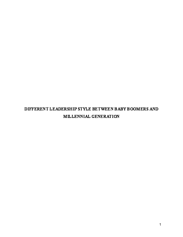 (DOC) DIFFERENT LEADERSHIP STYLE BETWEEN BABY BOOMERS AND MILLENNIAL ...