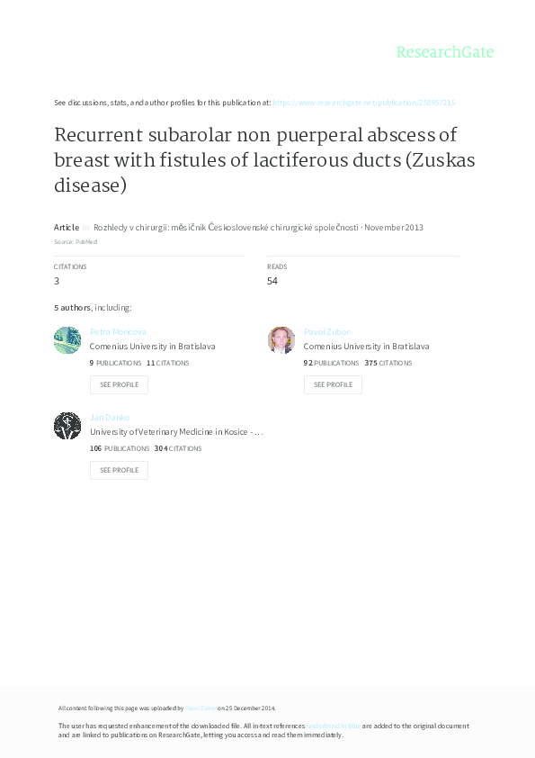(PDF) [Recurrent subareolar non puerperal abscess of breast with ...