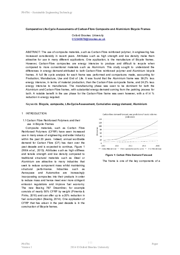 (DOC) Bicycle LCA model for preparing project work