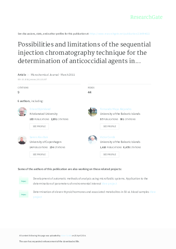 Pdf Possibilities And Limitations Of The Sequential Injection Chromatography Technique For The