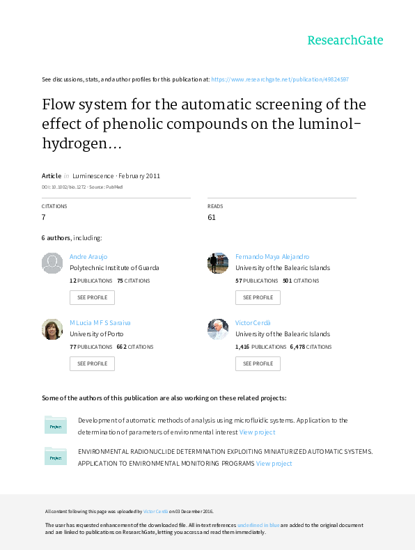 (PDF) Flow system for the automatic screening of the effect of phenolic ...