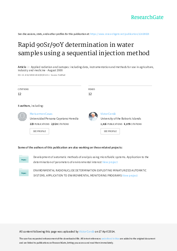 Pdf Rapid Determination In Water Samples Using A Sequential Injection