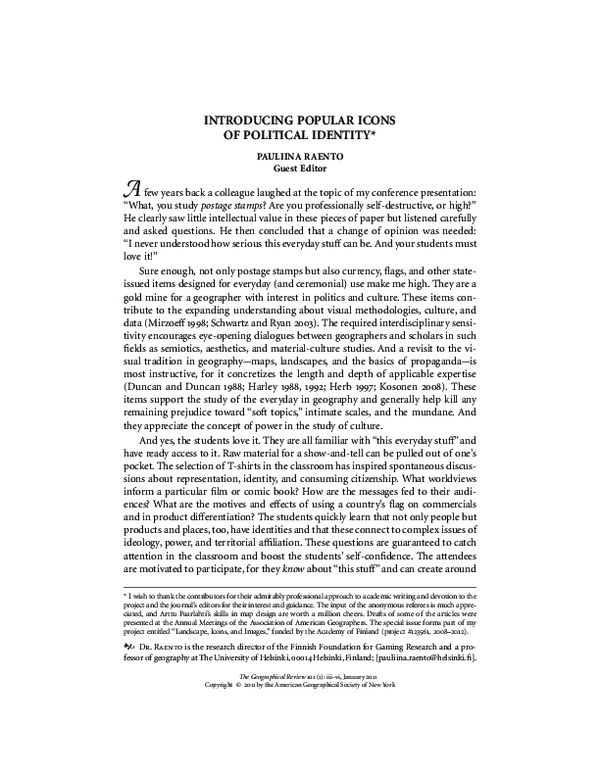 (PDF) Introducing Popular Icons of Political Identity*
