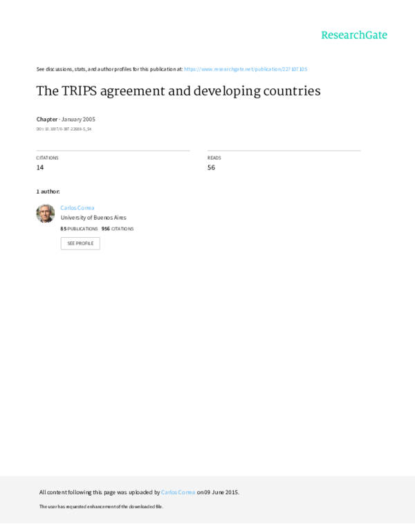 (PDF) The Trips Agreement and Developing Countries