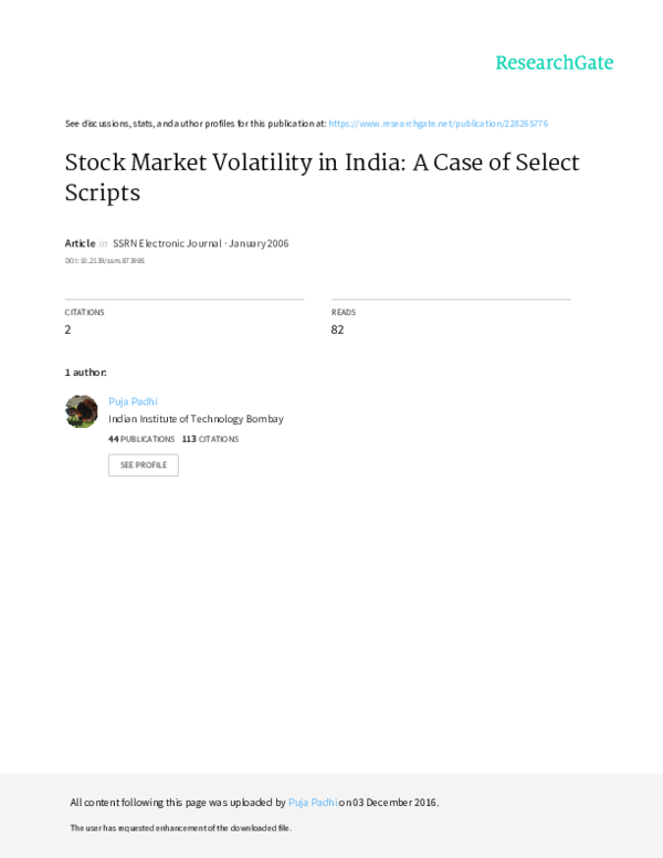(PDF) Stock market volatility in India: A case of select scripts