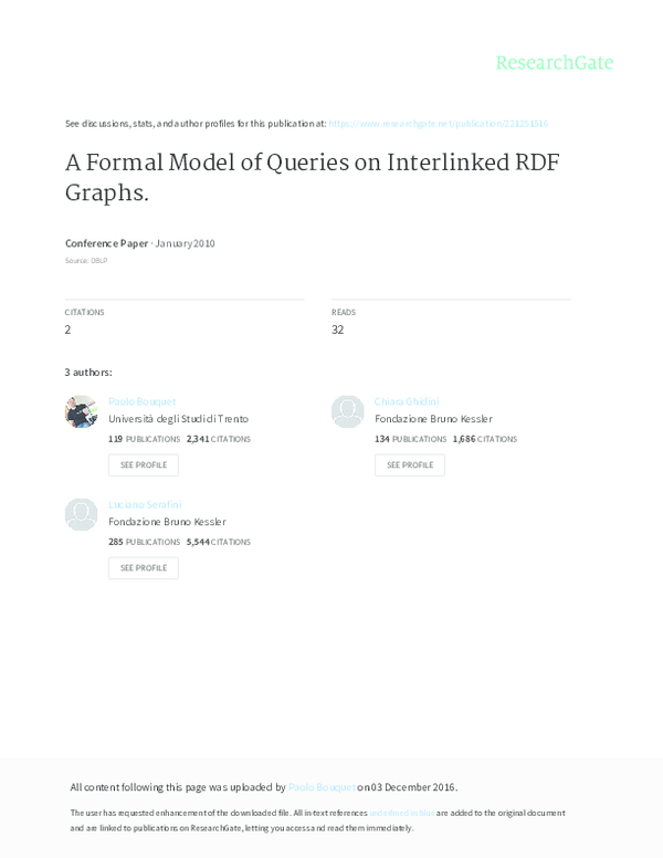 (PDF) A Formal Model of Queries on Interlinked RDF Graphs