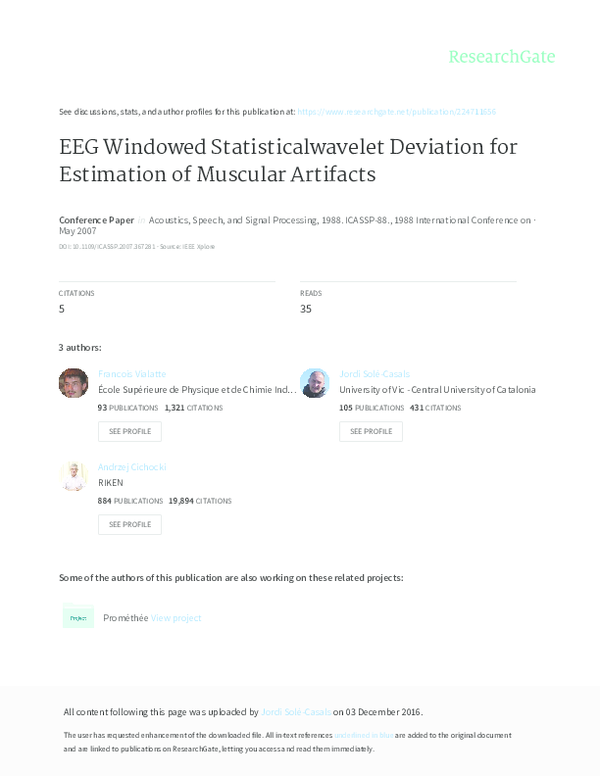 Pdf Eeg Artifact Detection Via Wavelet Analysis