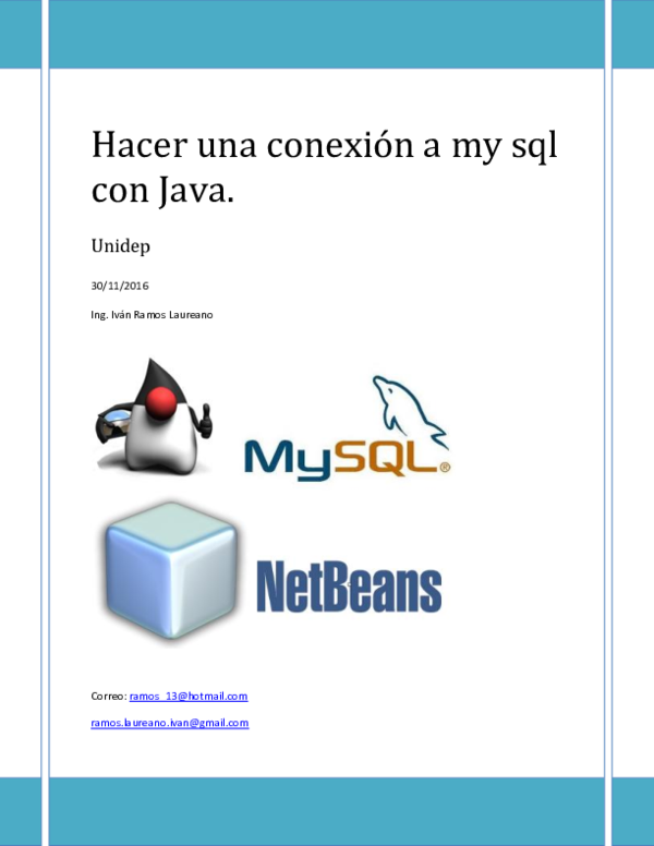 (PDF) Hacer una conexión a my sql con Java. Contenido