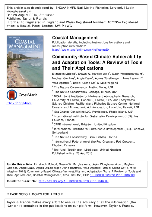 Pdf Community Based Climate Vulnerability And Adaptation Tools A